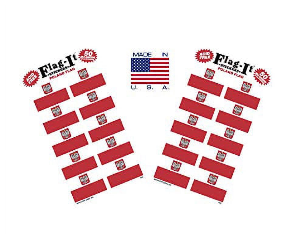 Made in The USA! 2 Packs of Flag-It Poland Flag Stickers, 100 Poland ...