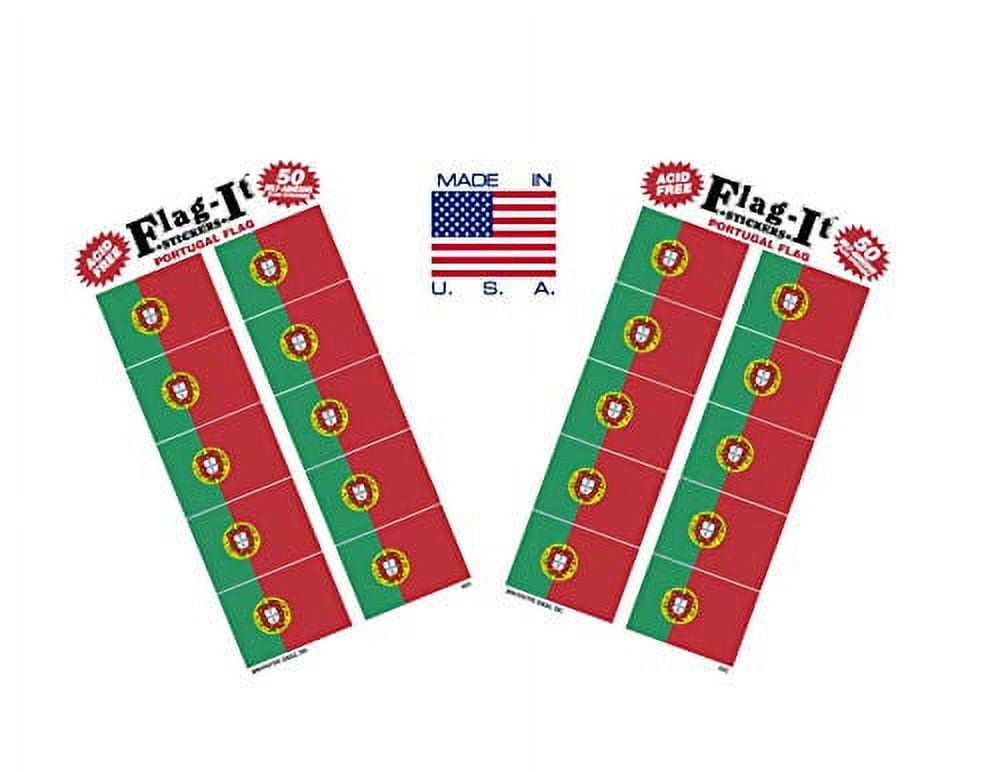 Made in The USA! 2 Packs of Flag-It Portugal Flag Stickers, 100 ...