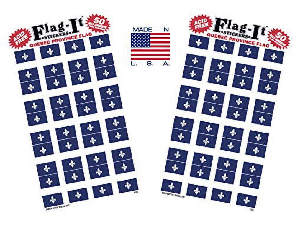 Made in The USA! 2 Packs of Flag-It Quebec Flag Stickers, 100 Quebec ...