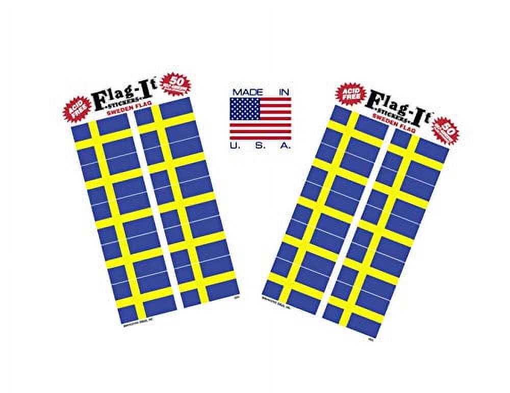 Made in The USA! 2 Packs of Flag-It Sweden Flag Stickers, 100 Swedish ...