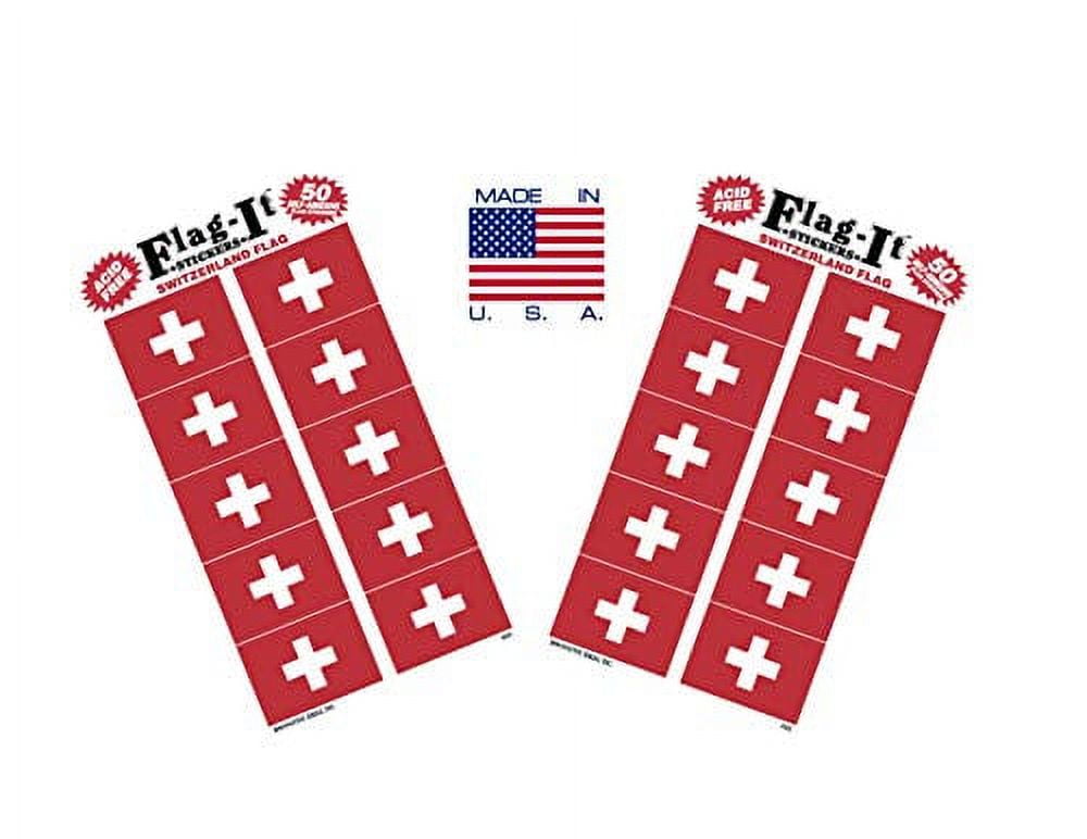 Made in The USA! 2 Packs of Flag-It Switzerland Flag Stickers, 100 ...
