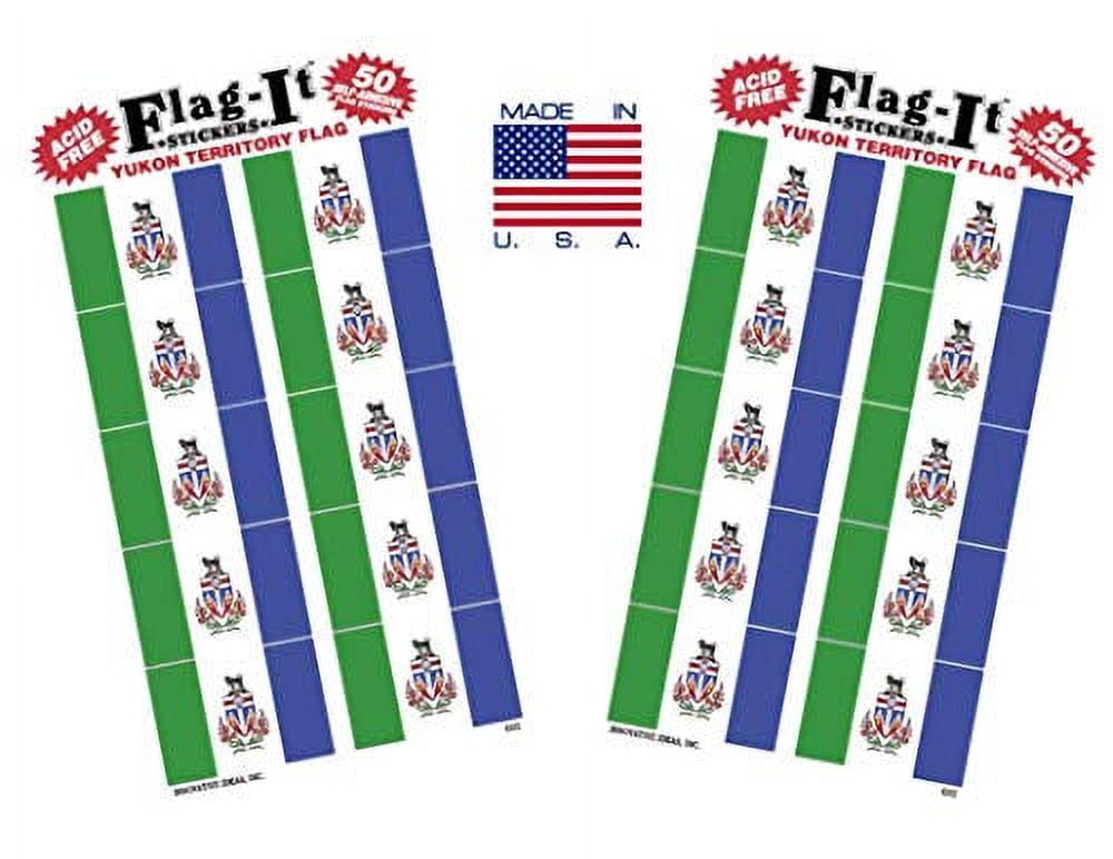 Made in The USA! 2 Packs of Flag-It The Yukon Flag Stickers, 100 Yukon ...