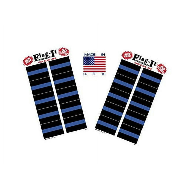Made in The USA! 2 Packs of Flag-It Thin Blue Line Flag Stickers, 100 ...
