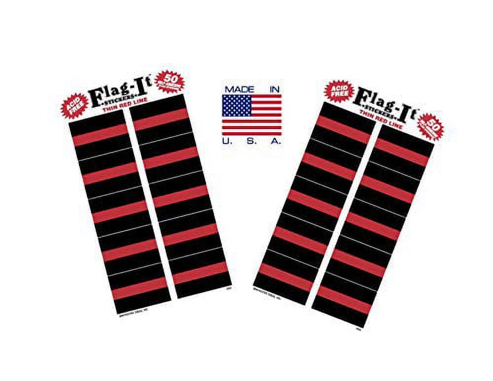 Made in The USA! 2 Packs of Flag-It Thin Red Line Flag Stickers, 100 ...