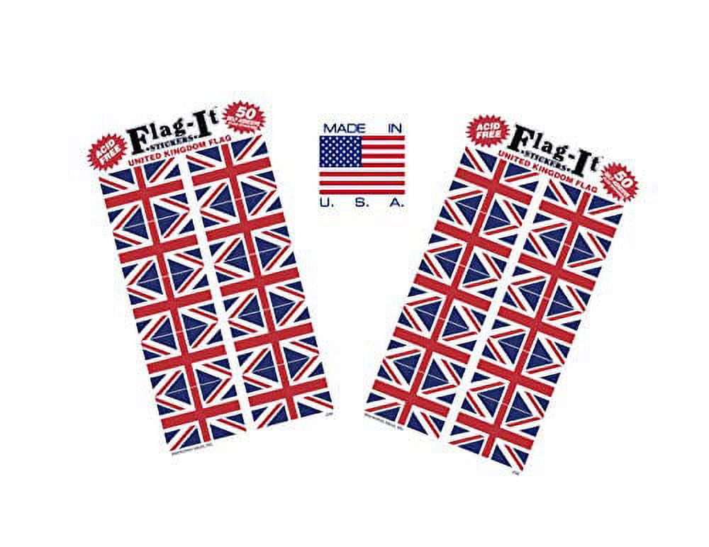 Made in The USA! 2 Packs of Flag-It United Kingdom Flag Stickers, 100 ...