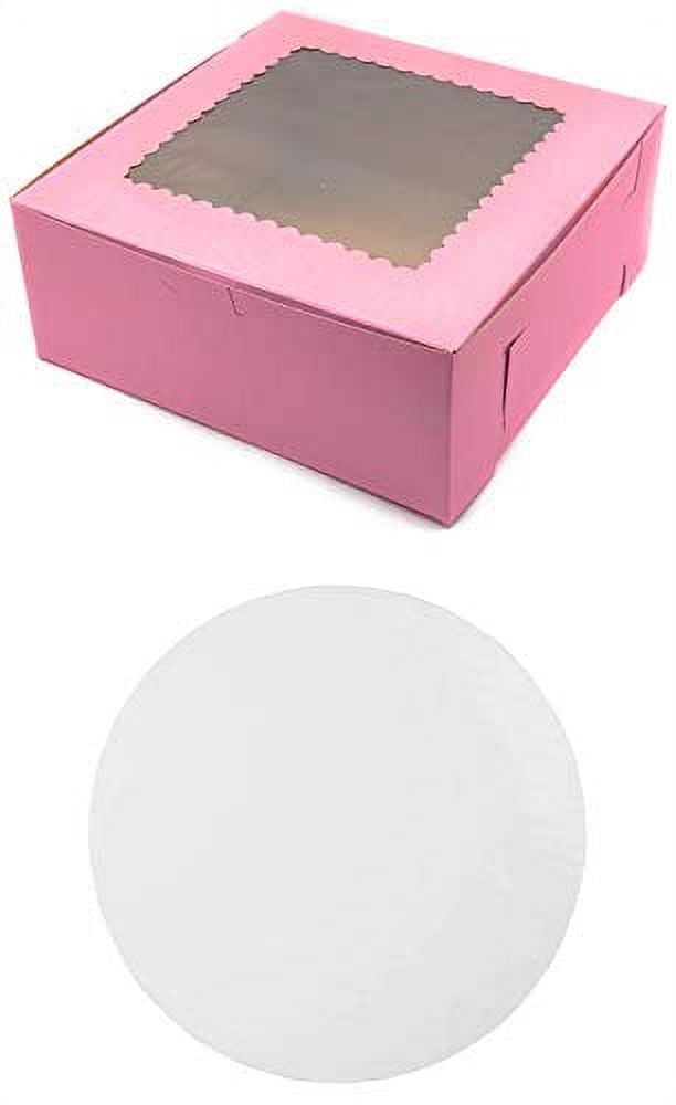 Made in USA 10" X 10" X 4" Recycled Pink Kraft Cake Box with Scalloped ...