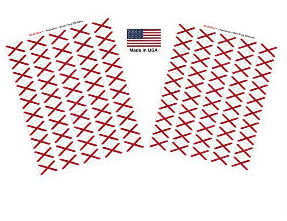 Made in USA! 100 Alabama 1.5" x 1" Self Adhesive State Flag Stickers ...