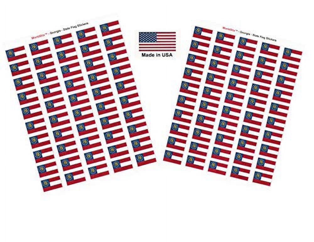 Made in USA! 100 Georgia 1.5" x 1" Self Adhesive State Flag Stickers ...