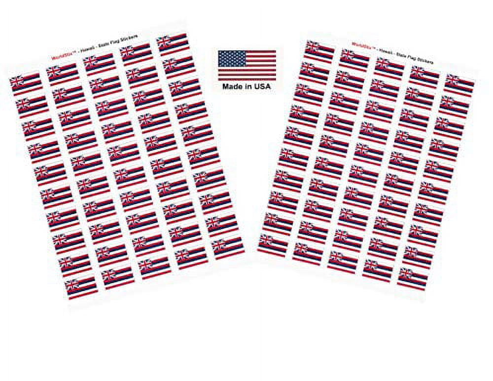 Made in USA! 100 Hawaii 1.5" x 1" Self Adhesive State Flag Stickers ...