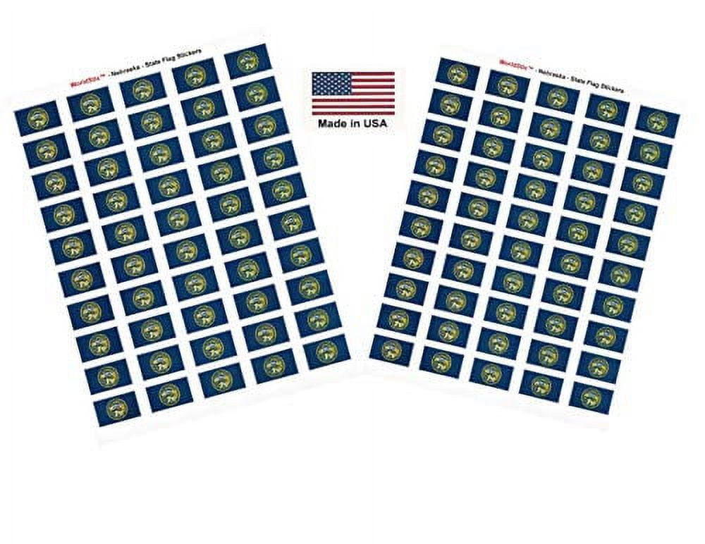 Made in USA! 100 Nebraska 1.5" x 1" Self Adhesive State Flag Stickers ...