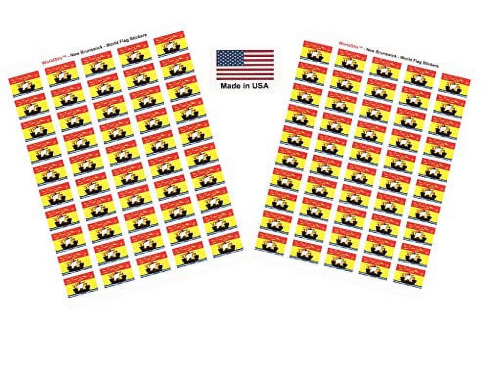 Made in USA! 100 New Brunswick 1.5" x 1" Self Adhesive Flag Stickers ...