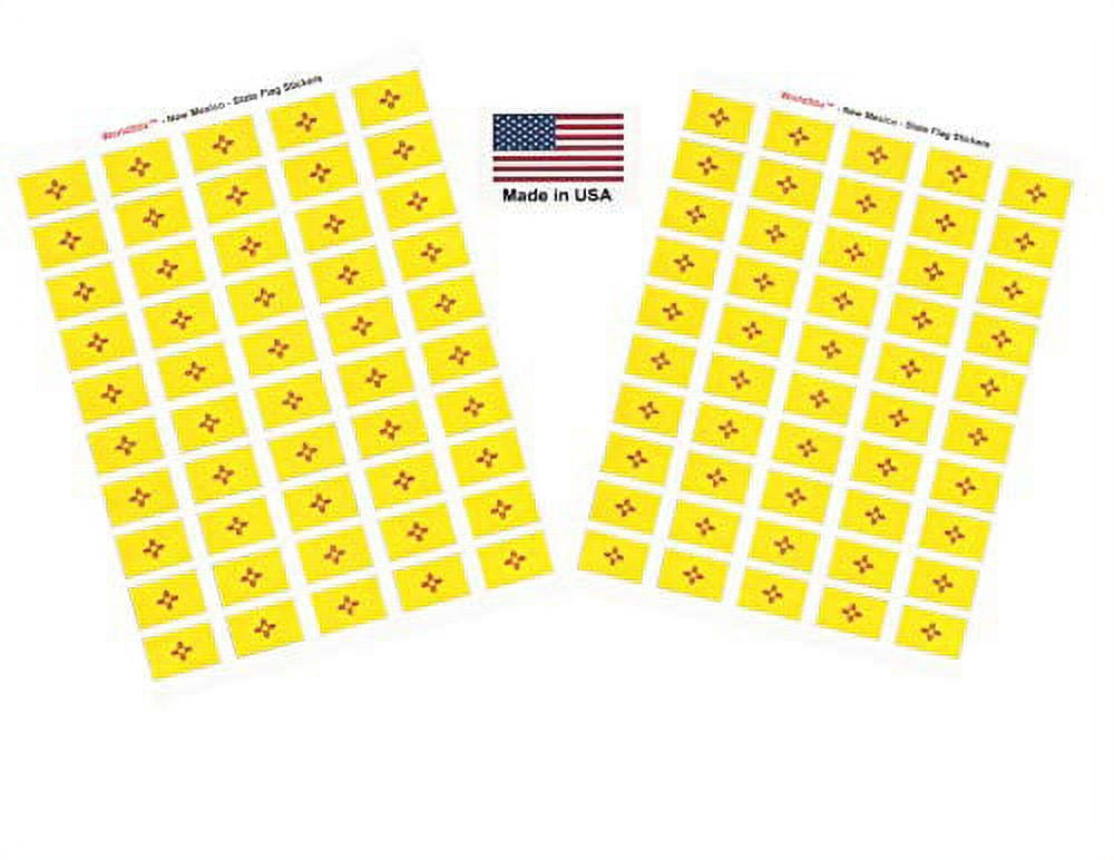 Made in USA! 100 New Mexico 1.5" x 1" Self Adhesive State Flag Stickers ...