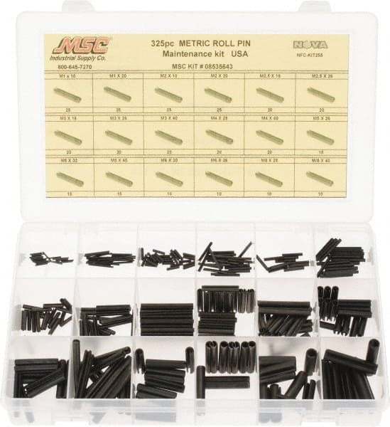 Made in USA 325 Piece, M1 to M8 Pin Diam, Spring Pin Assortment ...