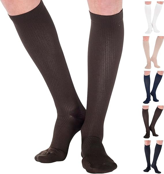 Made in USA - Compression Knee High for Men 20-30 mmHg Embolism - Brown ...