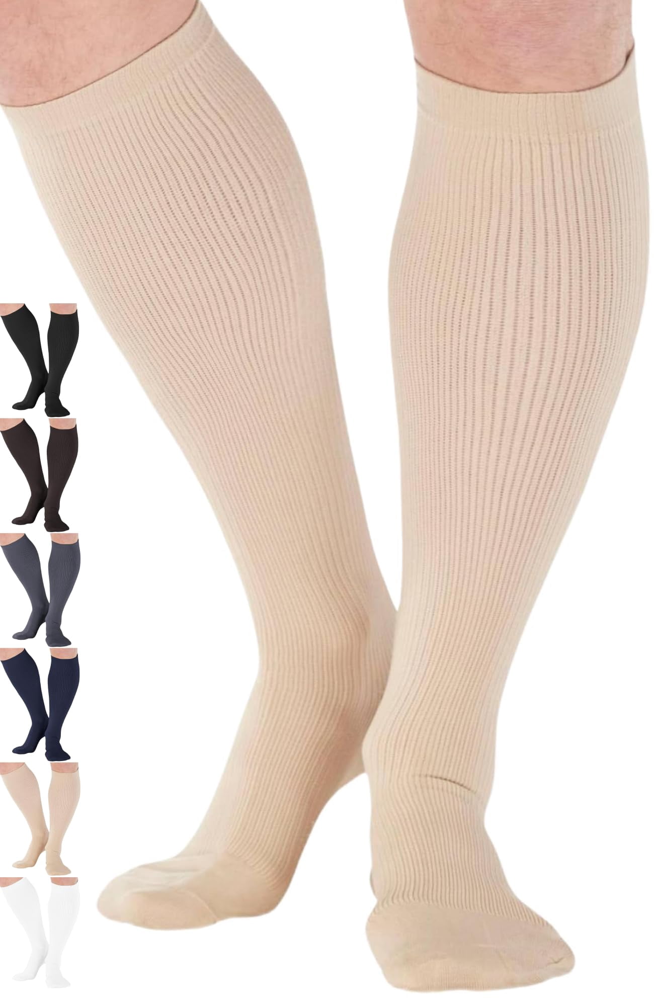 Made in USA - Compression Knee High for Men Circulation 20-30mmHg - Tan ...
