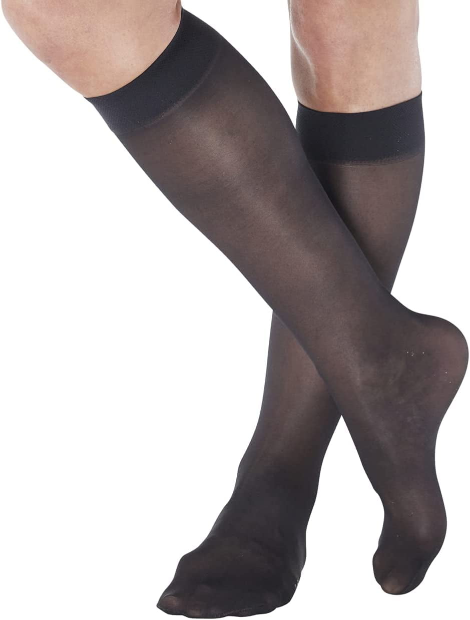 Made in USA - Compression Stockings for Women 8-15 mmHg Edema - Black ...