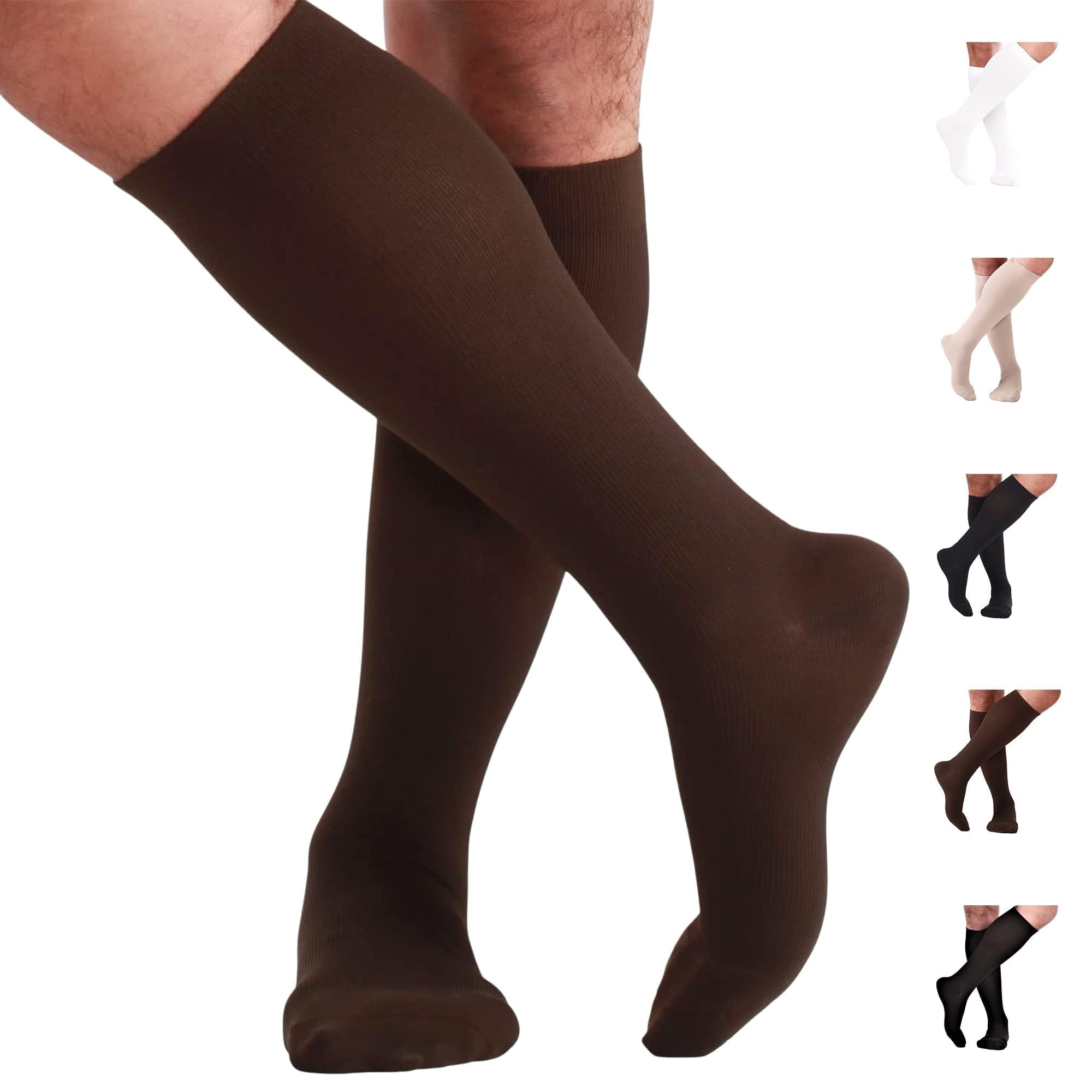 Made in USA - Mens Compression Socks 15-20 mmHg Post Surgery - Brown, X ...