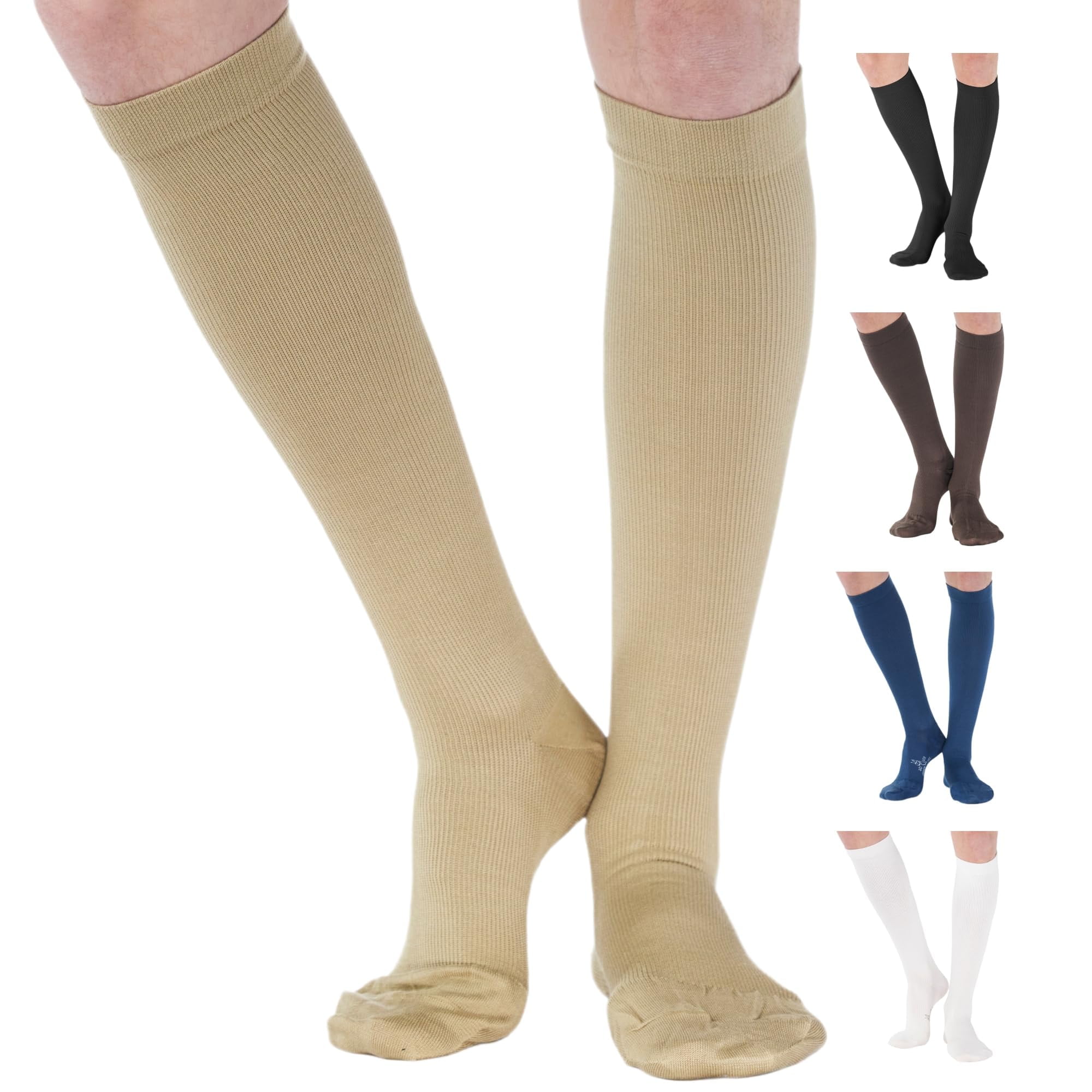 Made in USA - Opaque Compression Socks for Women Men 20-30mmHg - Khaki ...