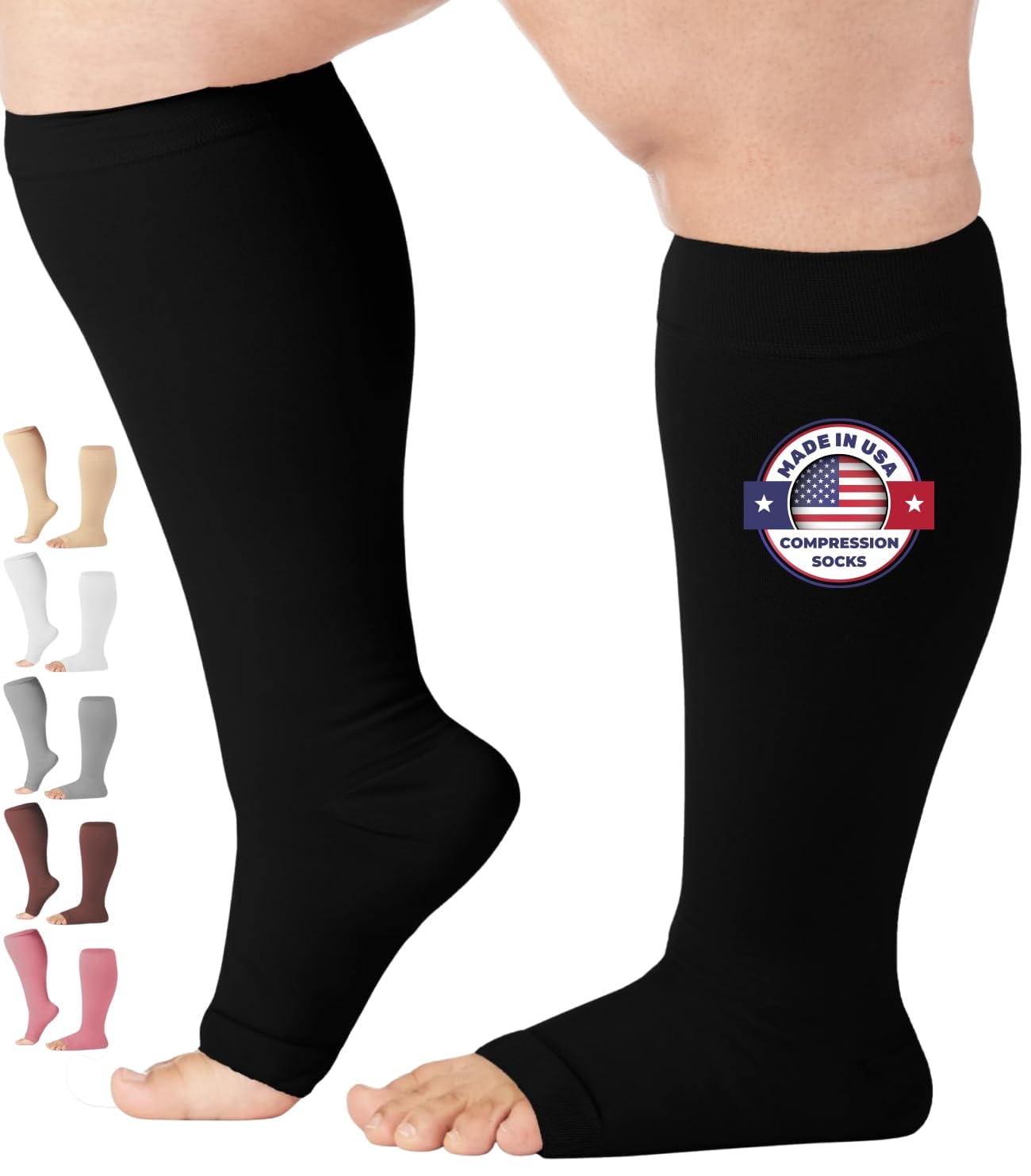 Mojo Compression Stockings for Women and Men Edema 20-30mmHg - Black ...