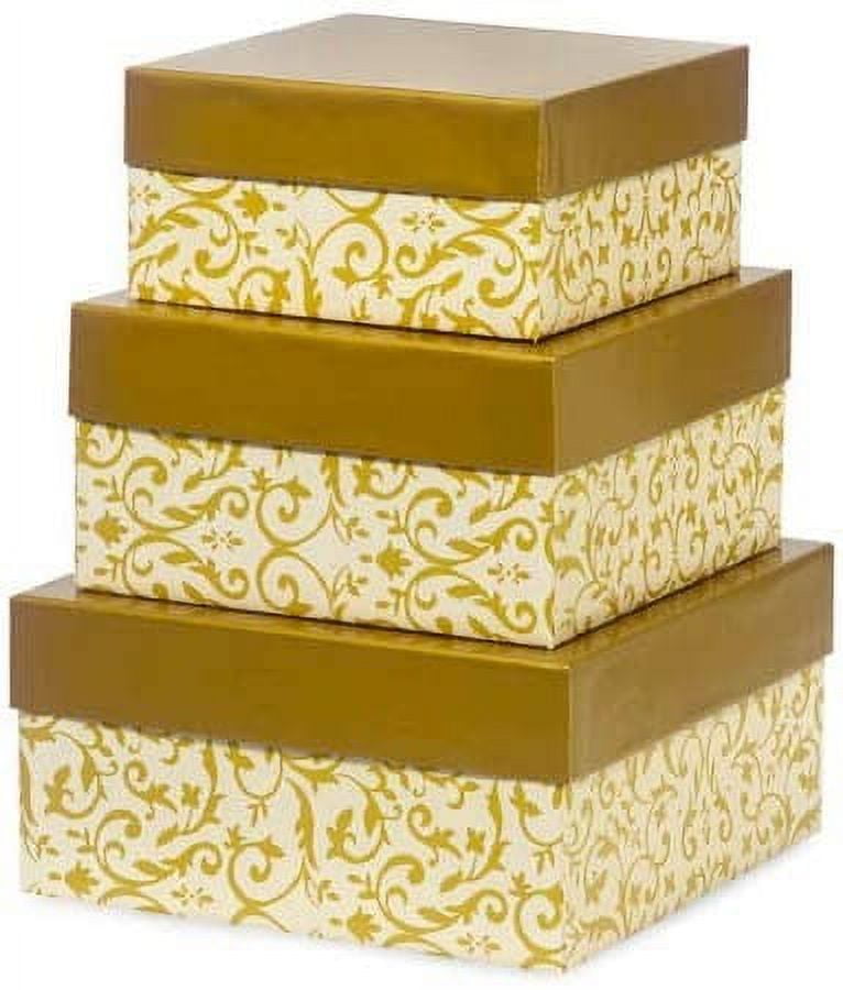 Made in USA Recycled Paper Kraft Nested Squared Boxes with Lids (Set of ...