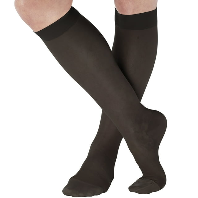 Made in USA - Sheer Compression Stockings for Women 15-20mmHg - Black ...