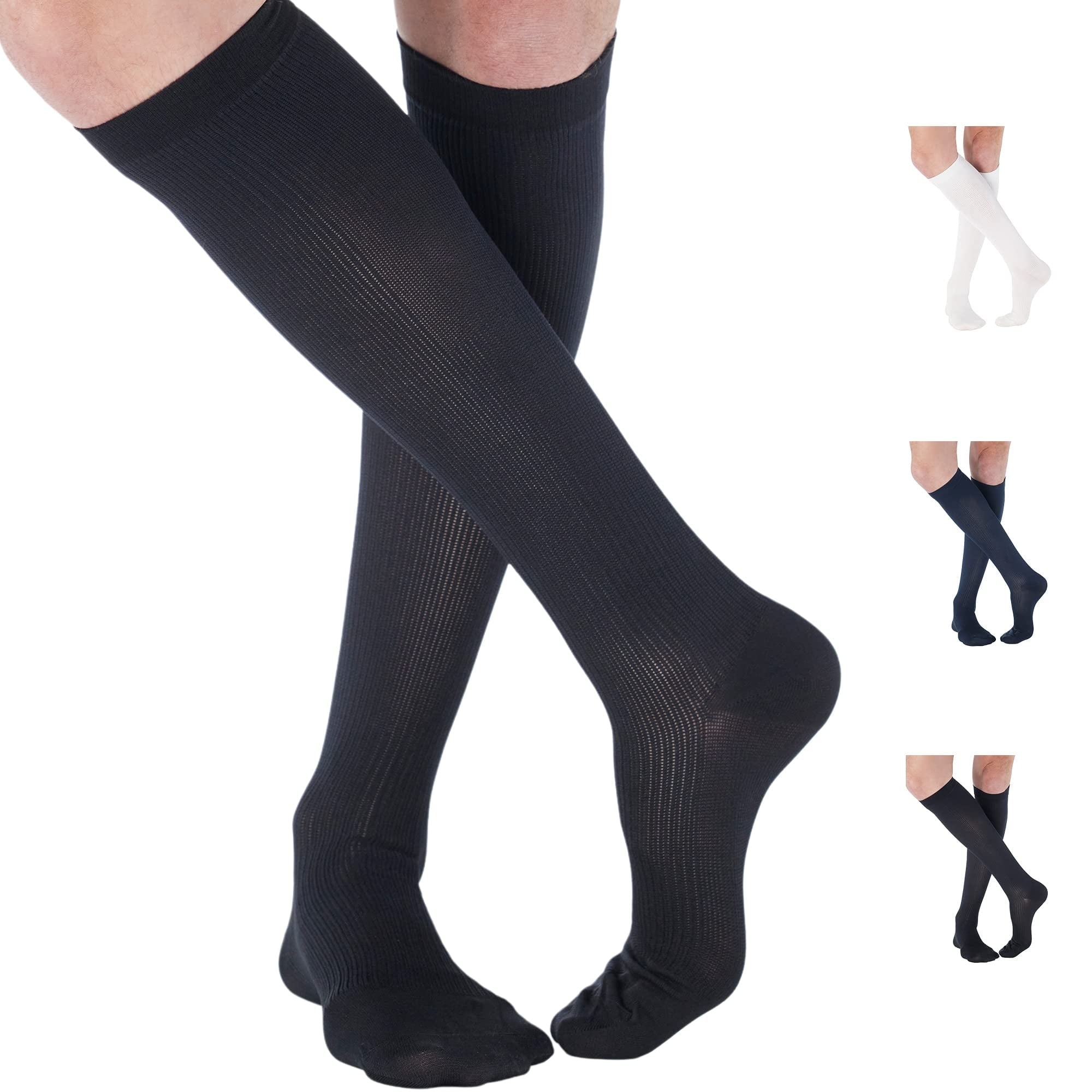Made in USA - Unisex Compression Socks 15-20mmHg Varicose Veins - Black ...