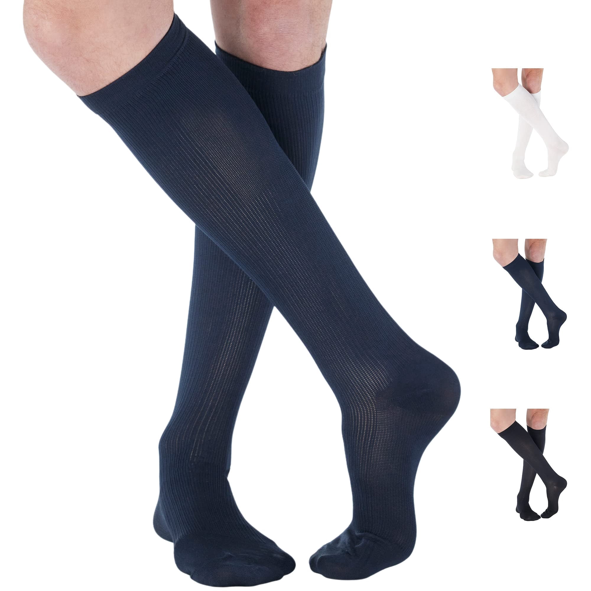 Made in USA - Unisex Compression Stockings 15-20mmHg for Travel - Navy ...