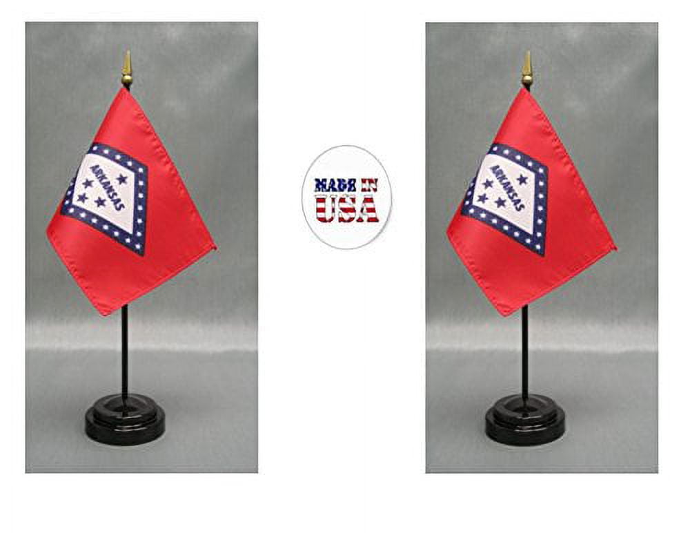 Made in the USA. 2 Arkansas 4"x6" Miniature Desk & Table Flags Includes ...