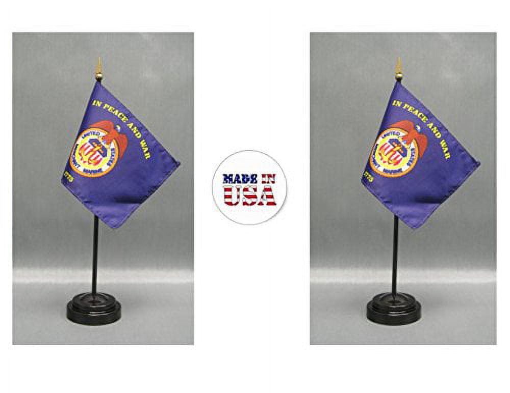 Made in the USA. 2 Merchant Marines 4"x6" Miniature Desk & Table Flags ...