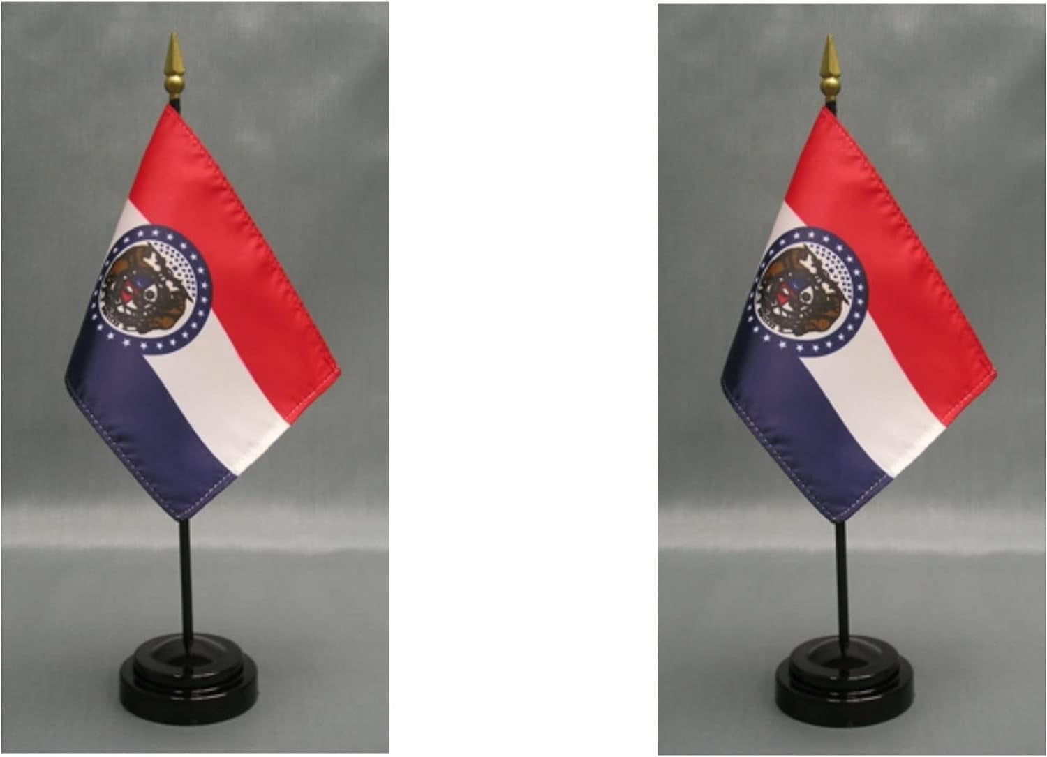 Made in the USA. 2 Missouri 4"x6" Miniature Desk & Table Flags Includes 2 Flag Stands & 2 ...