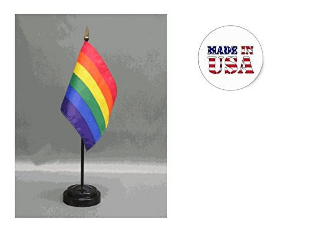 Made in the USA. 2 Pride Rainbow 4"x6" Miniature Desk & Table Flags ...