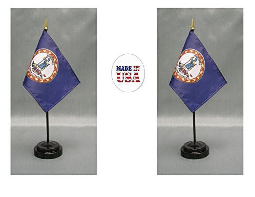 Made in the USA. 2 Virginia 4"x6" Miniature Desk & Table Flags Includes ...