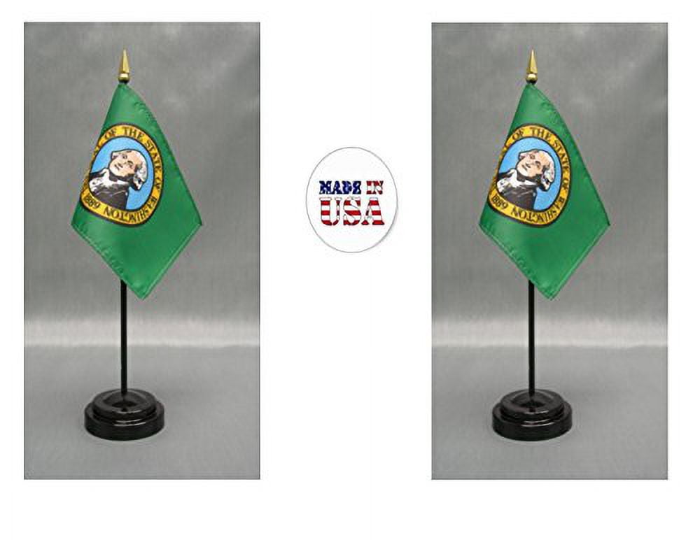 Made in the USA. 2 Washington 4"x6" Miniature Desk & Table Flags ...