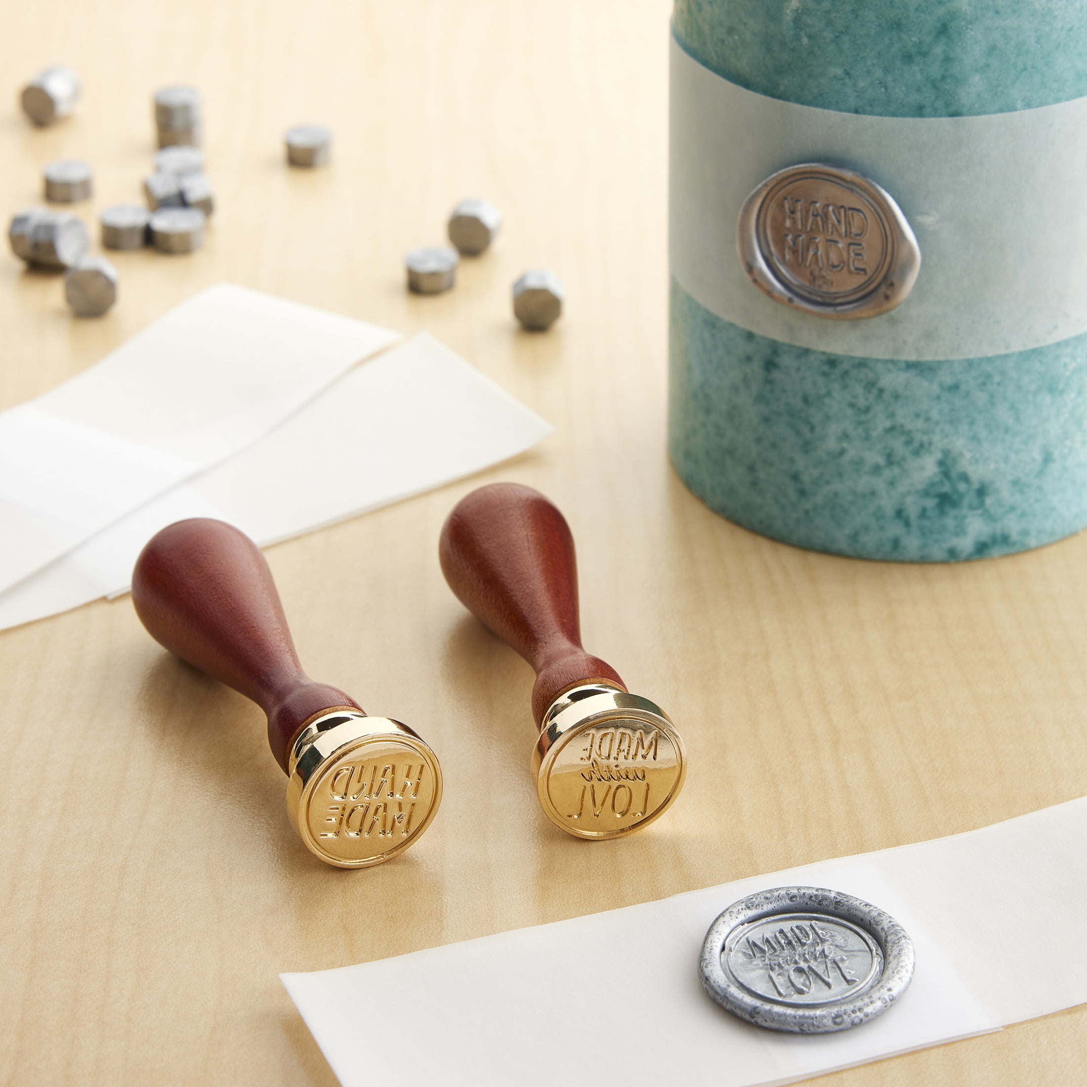 Made with Love & Hand Made Wax Stamp Set by Recollections - 0.75" Metal ...