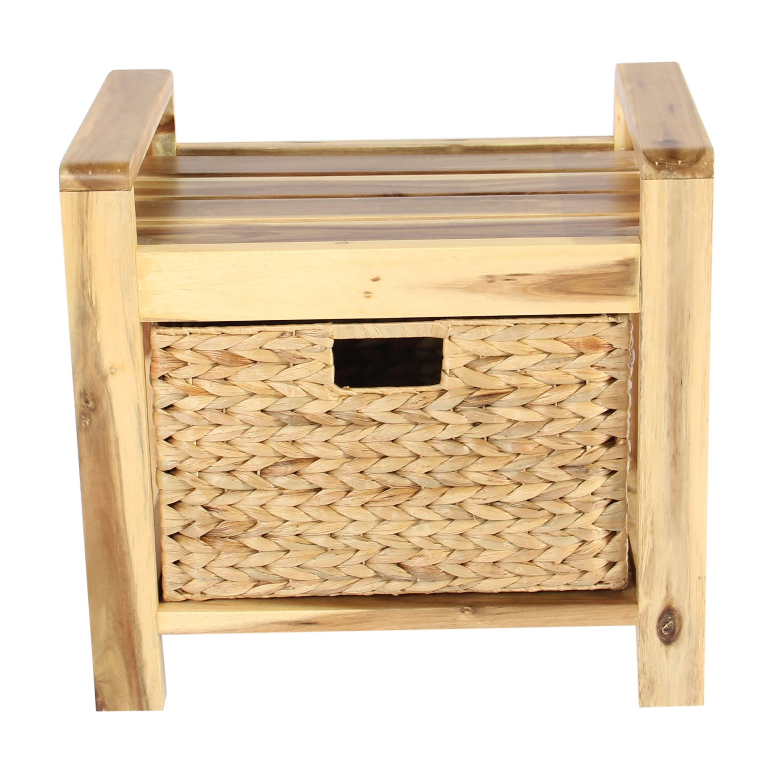 Made4Home Brae Natural Water Hyacinth Acacia Wood Bohemian Storage ...