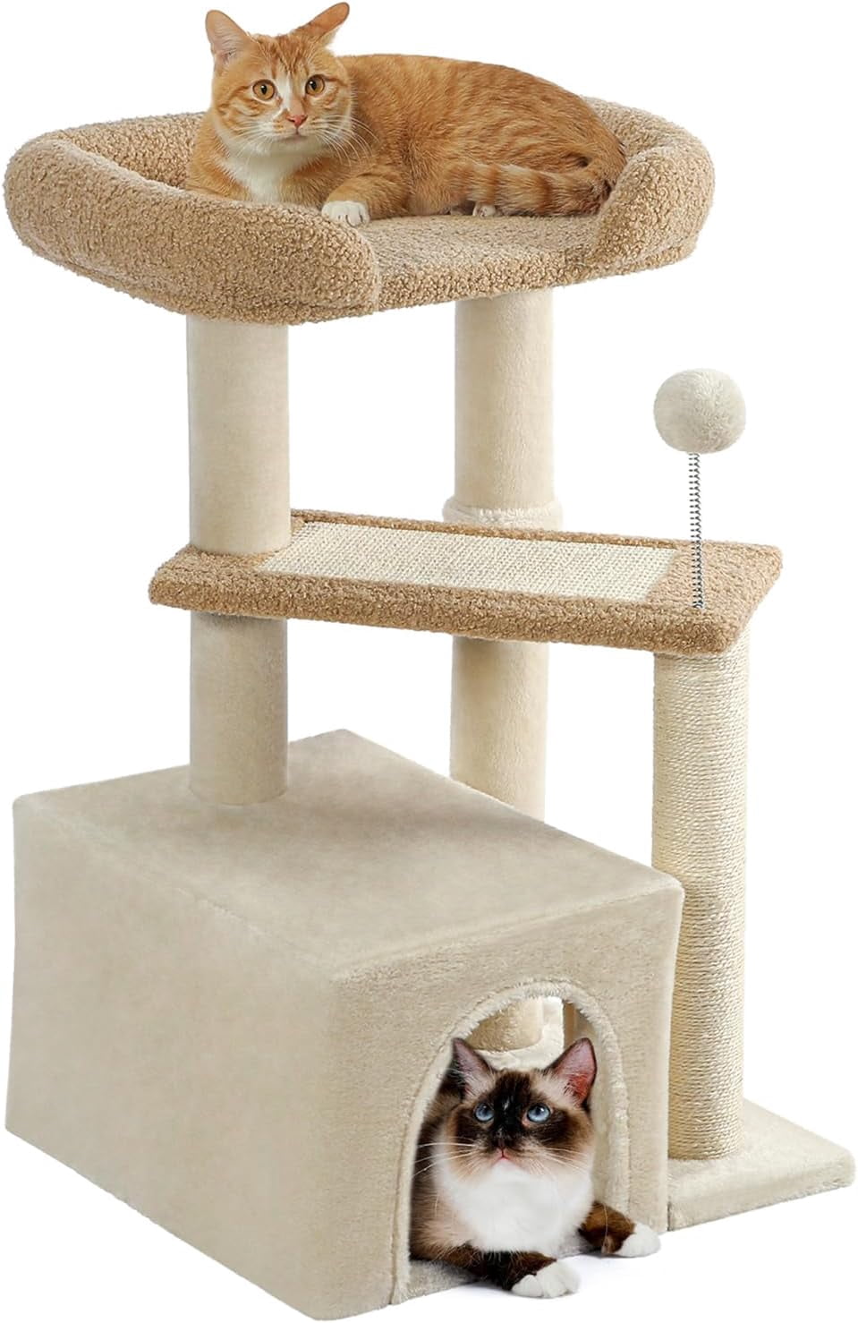 Made4Pets 29" High Multi-Level Climbing Furniture Carpet Cat Tree for ...