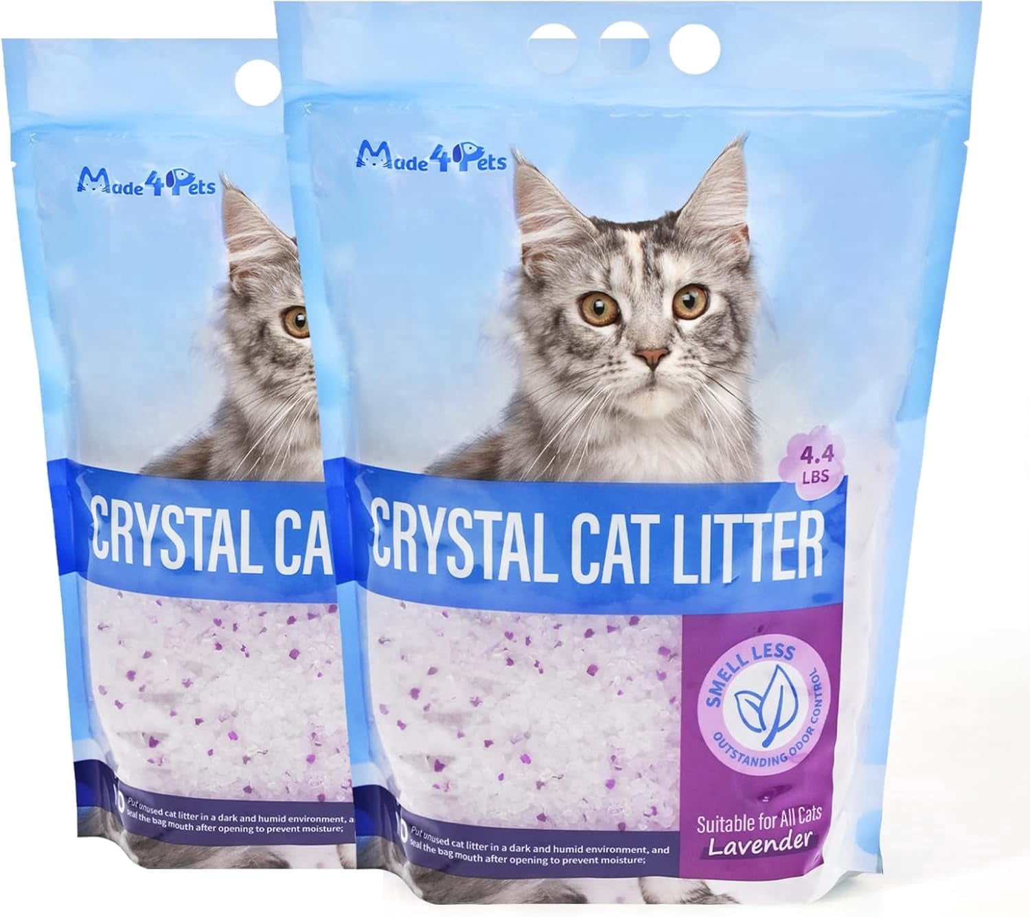 Made4Pets Cat Litter Crystals, Non Clumping No scooping Low Dust, Low ...