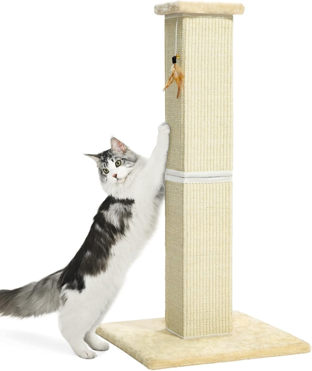 Made4Pets Cat Scratching Post, 32 Inch Natural Sisal Cat Scratcher with ...