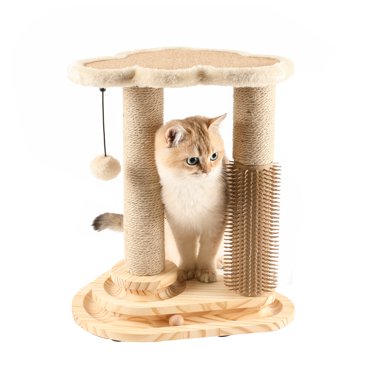 VETRESKA Cat Pool Table Toy with Wand, Sisal Rope Scratching Post ...