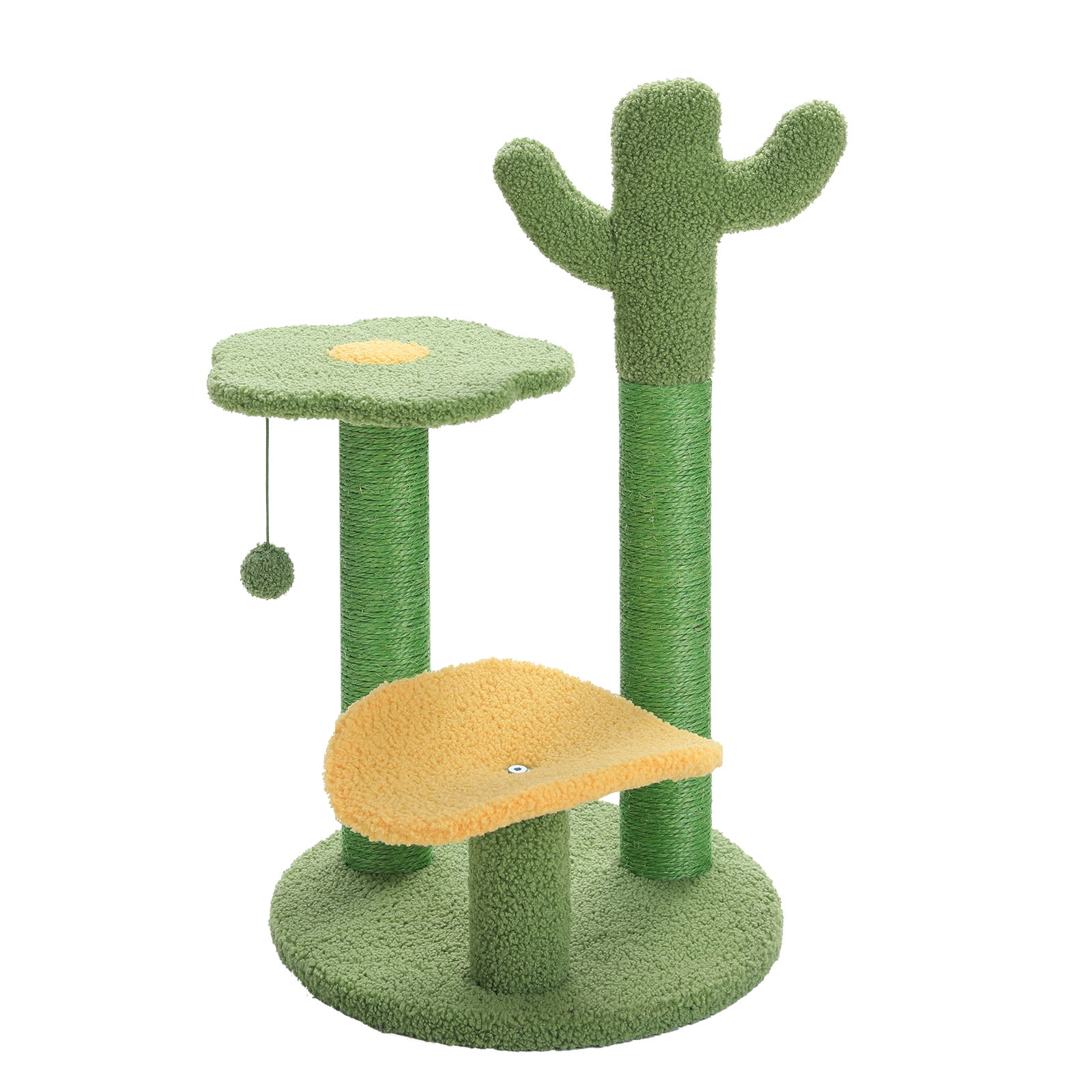Made4Pets Cactus Multi-Level Cat Tree with Dangling Ball Scratching ...