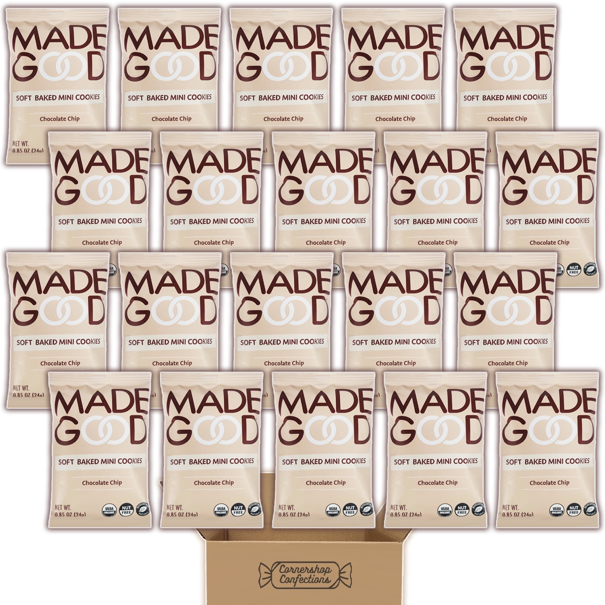 MadeGood Chocolate Chip Soft Baked Mini Cookies Bulk Pack - 20 ...