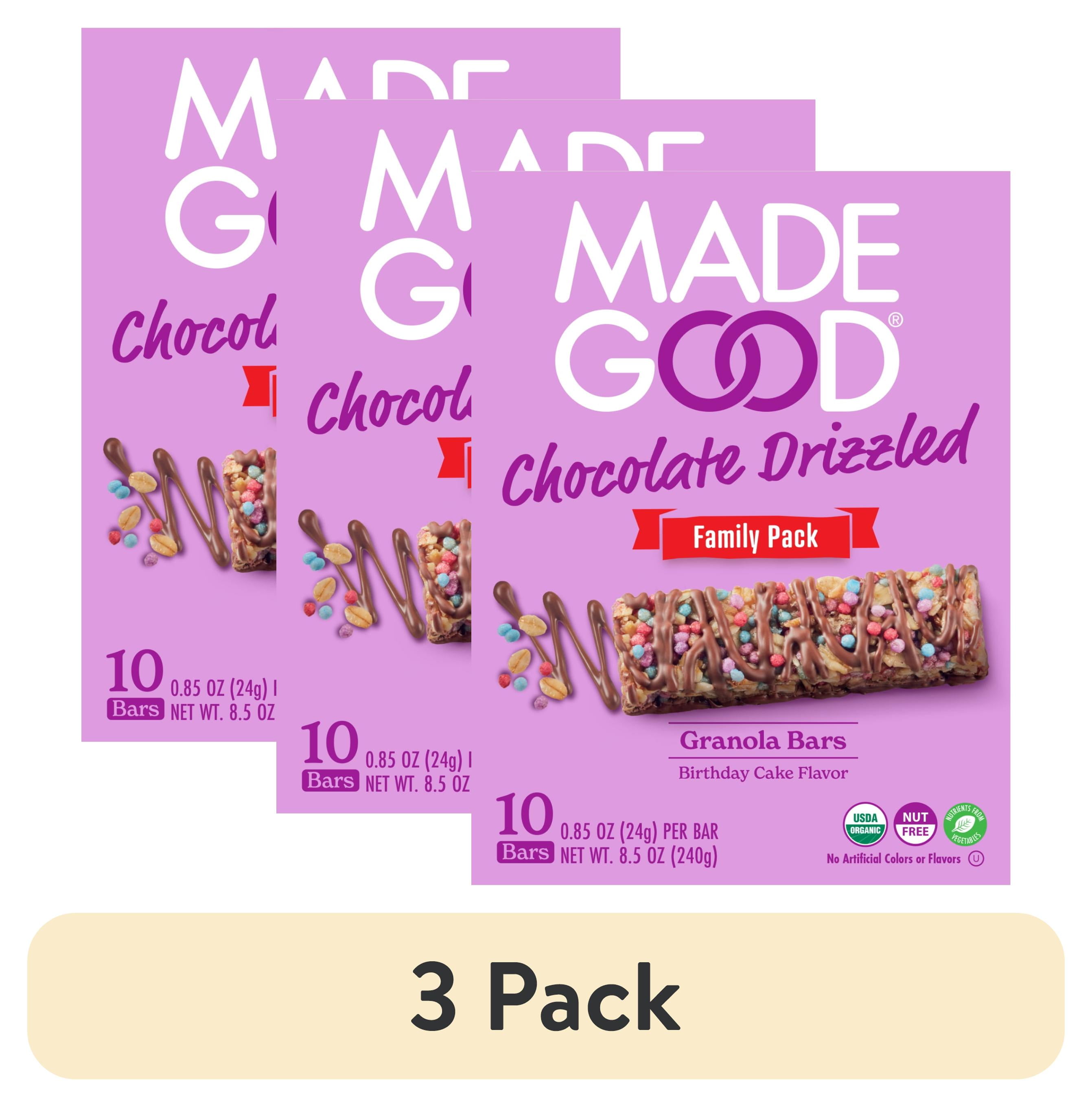 (3 pack) MadeGood Chocolate Drizzle Birthday Cake Granola Bars, 10 ...