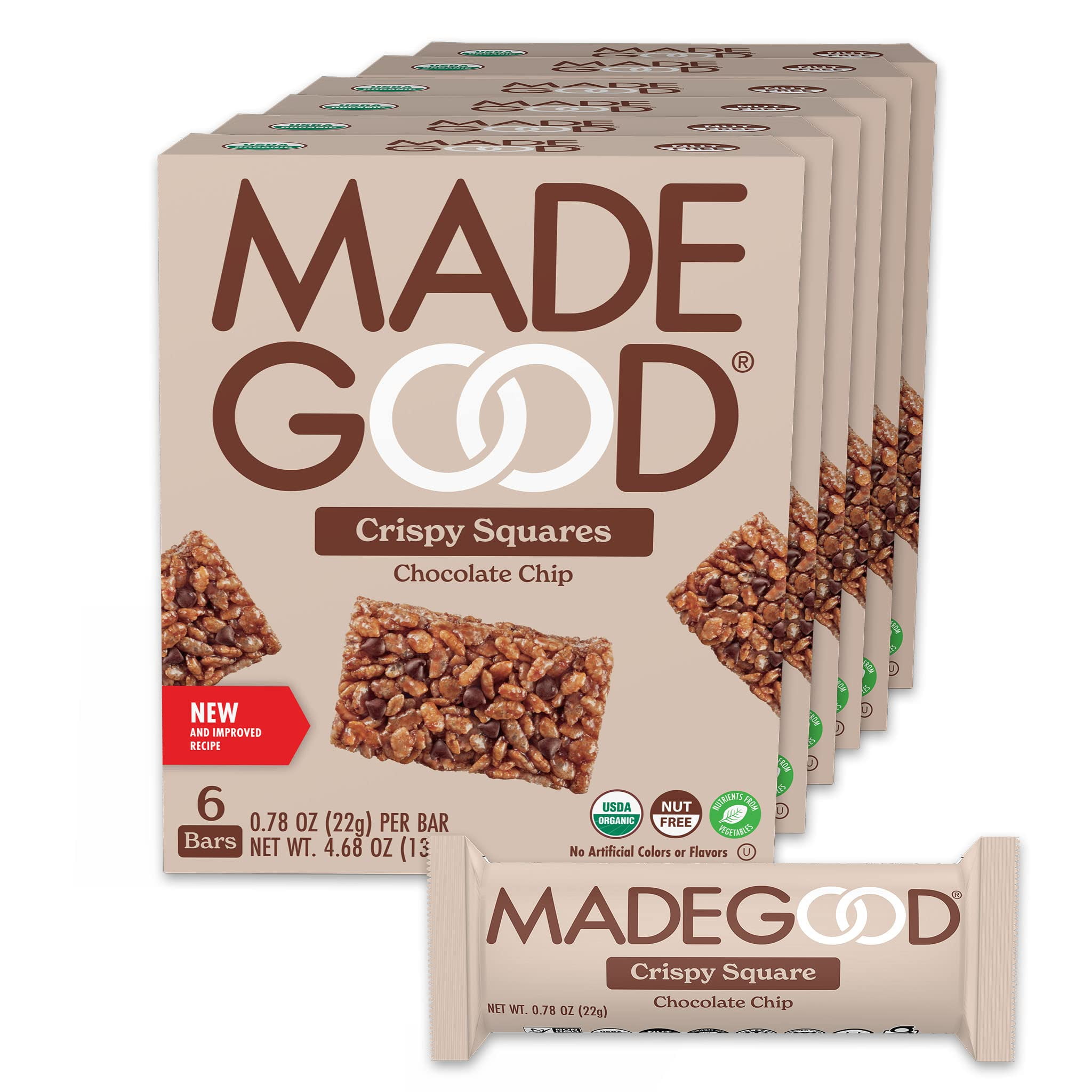MadeGood Crispy Squares, Chocolate Chip (36 SMRCount) Gluten Free ...