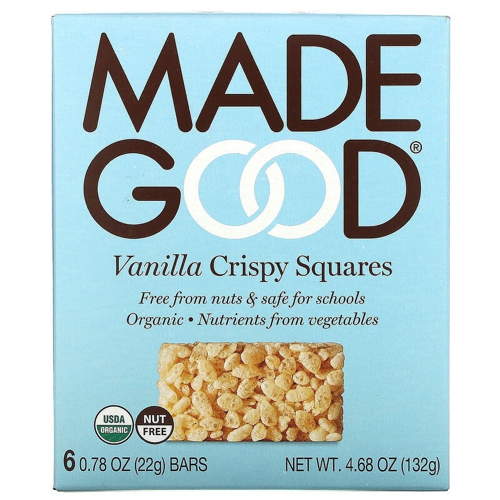 MadeGood Crispy Vanilla Squares, 6 Bars, 0.78 oz Each - Walmart.com