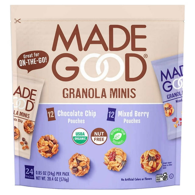 MadeGood Organic Granola Minis Variety Pack, Chocolate Chip & Mixed ...