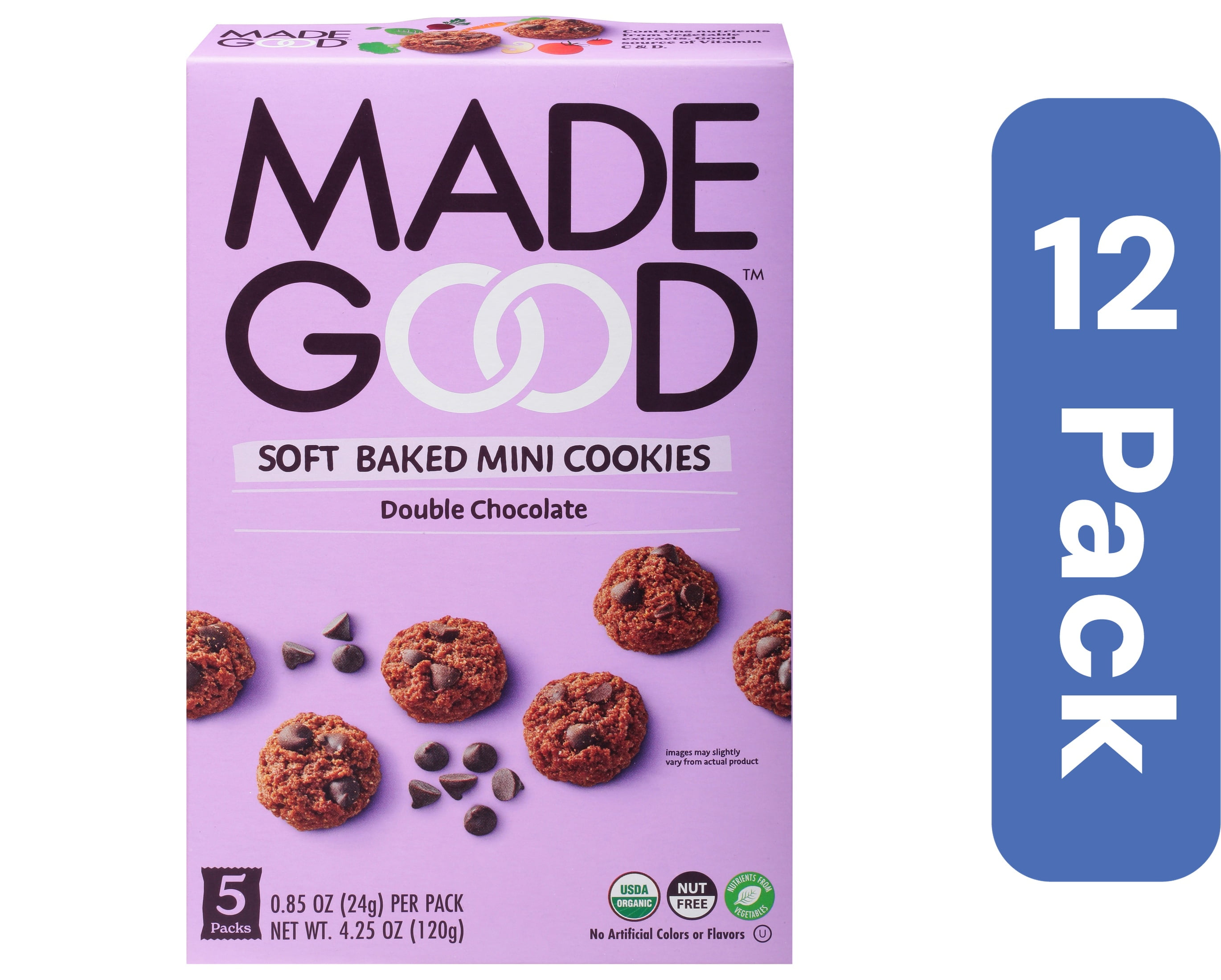 MadeGood Mini Cookies Double Chocolate 5 Count 4.25 oz (Pack Of 12 ...