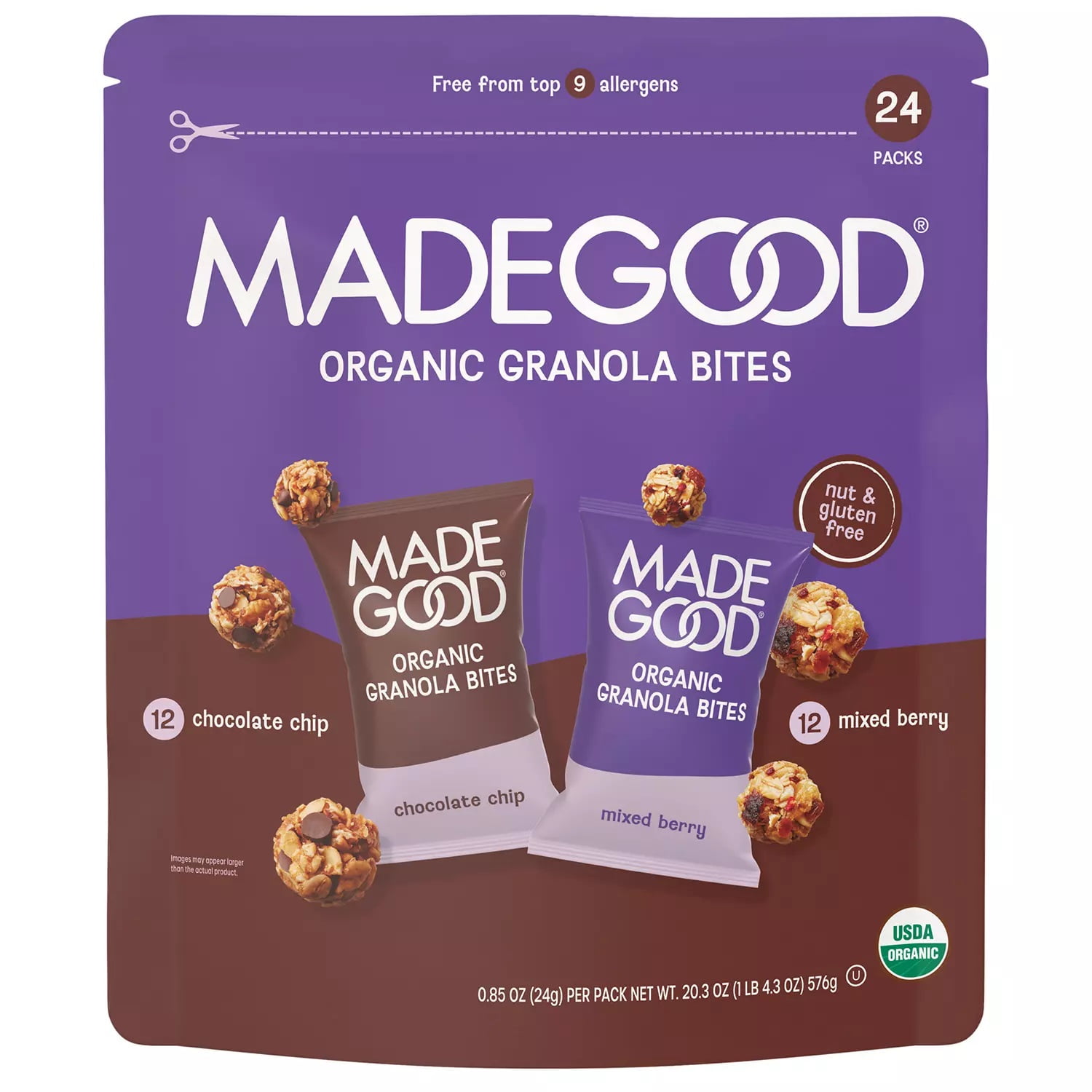MadeGood Mixed Berry & Chocolate Chip Granola Minis, 0.85 Ounce (Pack ...