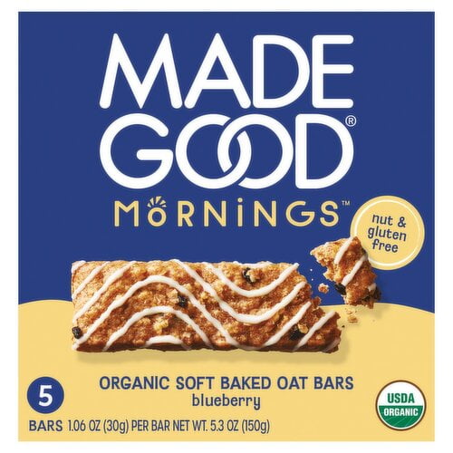 MadeGood Mornings Blueberry Soft Baked Oat Bars 5 Count - Walmart.com