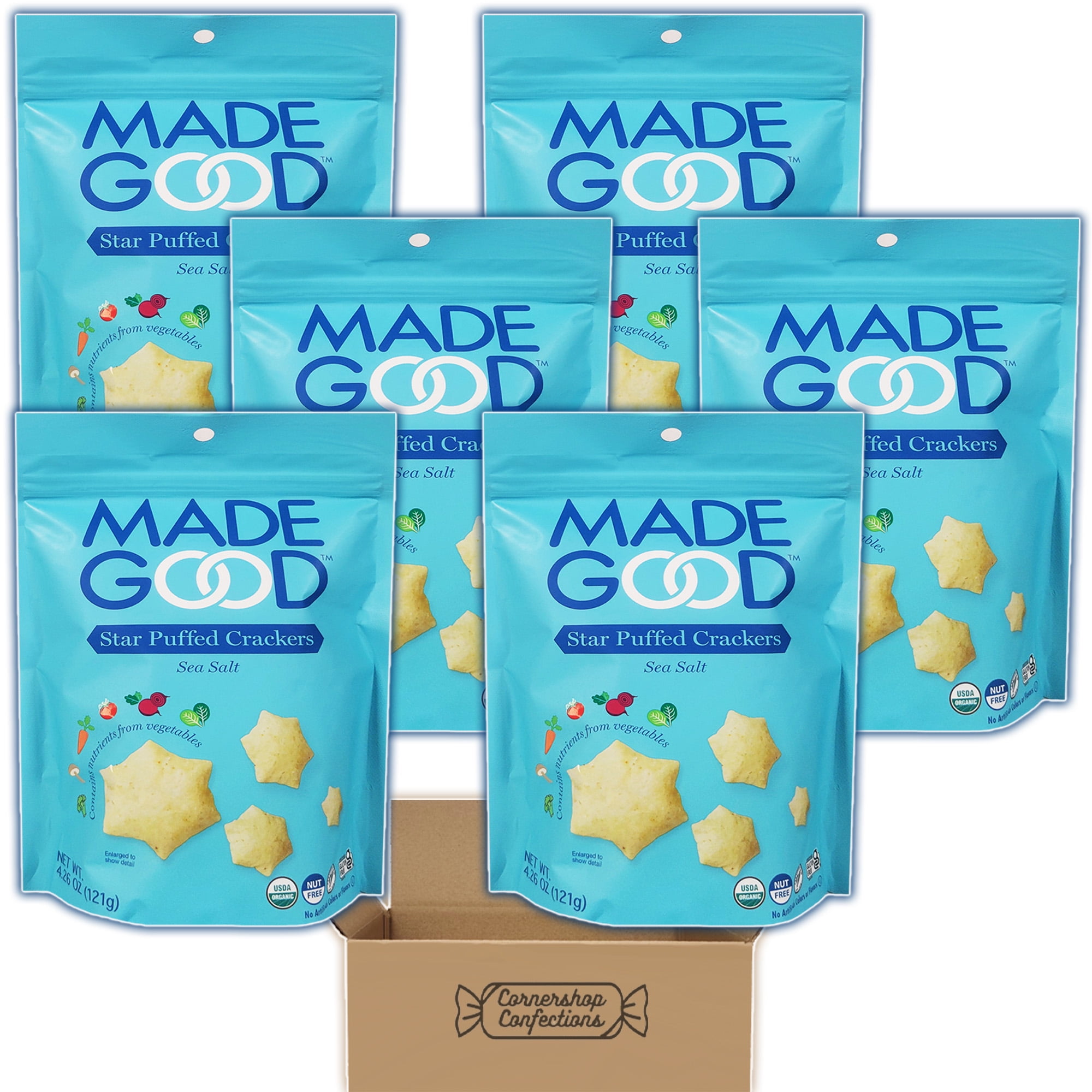 MadeGood Sea Salt Star Puffed Crackers Bulk Pack - 6 Individually ...