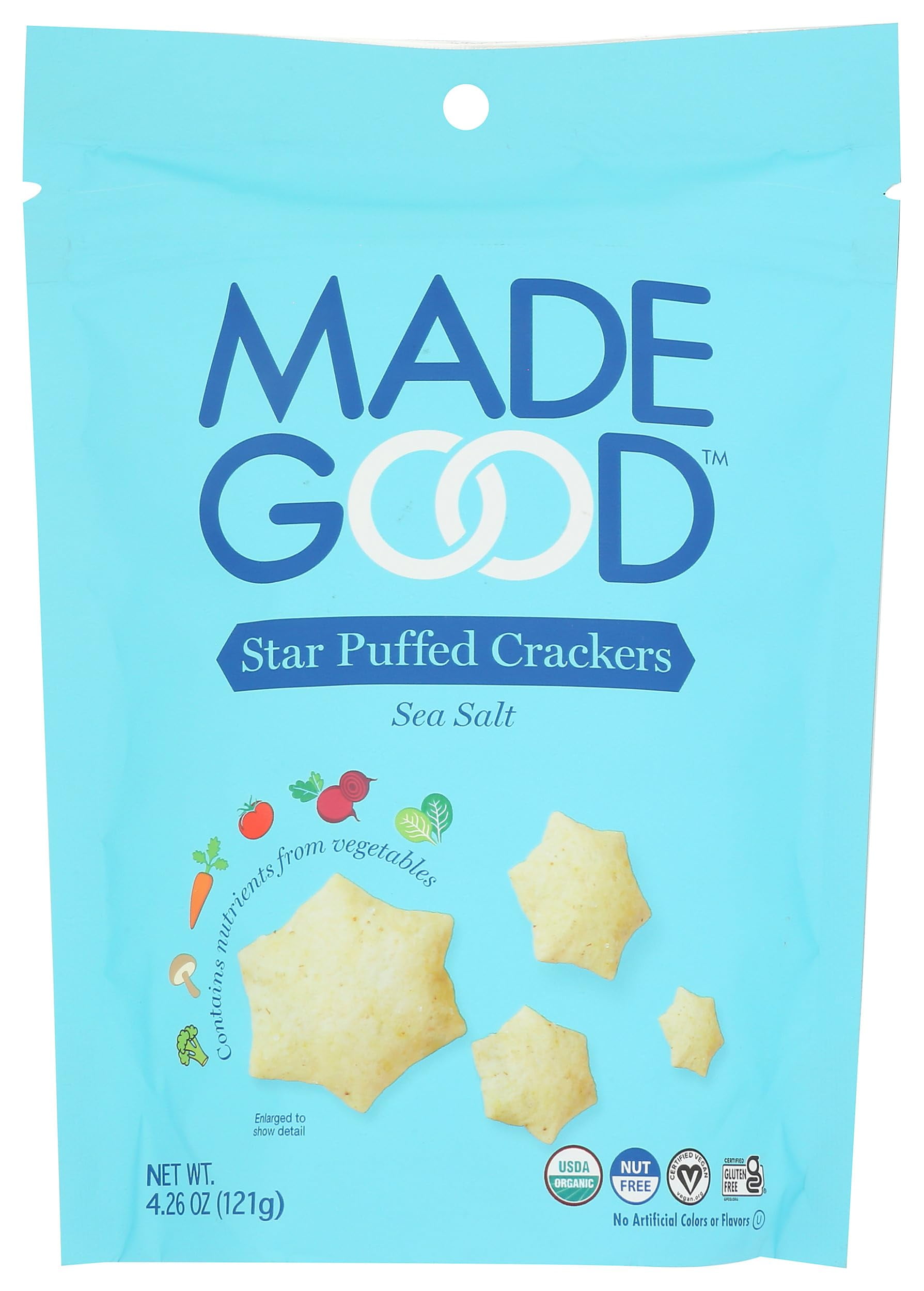 MadeGood Sea Salt Star TGF4 Puffed Crackers, 4.26oz Pouch, Organic ...